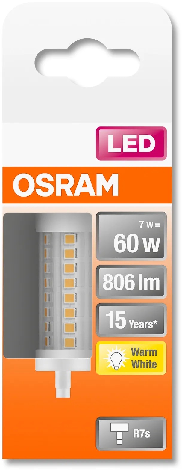 Osram LED-izzó R7S cső alakú 6,5 W melegfehér 806 lm 7,8 cm x 2,9 cm ...