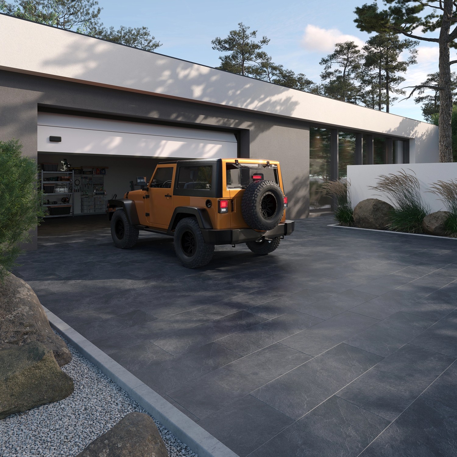 Eurostone teraszlap Piedra Scuro kőporcelán antracitszürke 40 cm x 120 ...