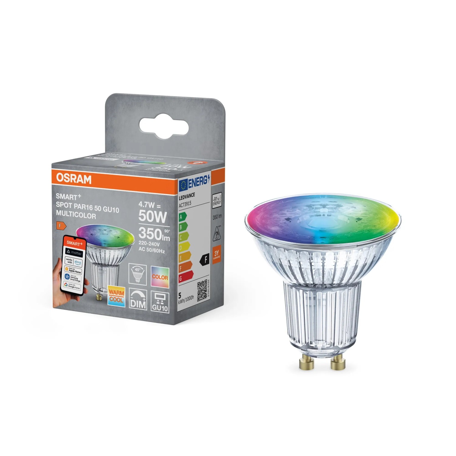 Osram Smart+ Matter okos szpot fényforrás PAR16 47W RGBW GU10