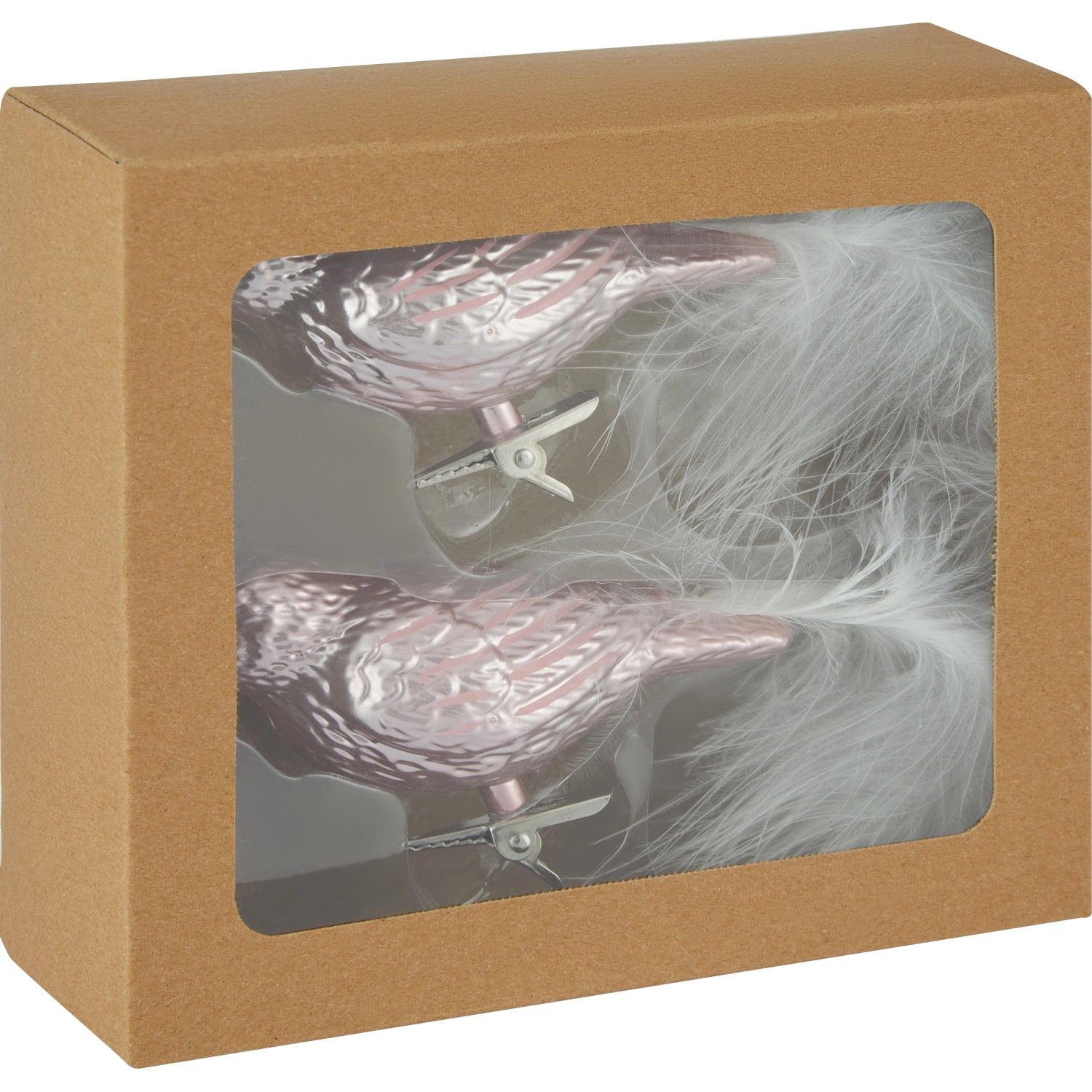 Karácsonyi dekoráció műanyag madarak csipesszel rózsaszín 2 darab ...