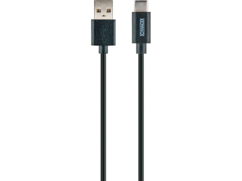 Schwaiger® P4U adatátviteli és töltőkábel USB C - A fekete 2 m ...