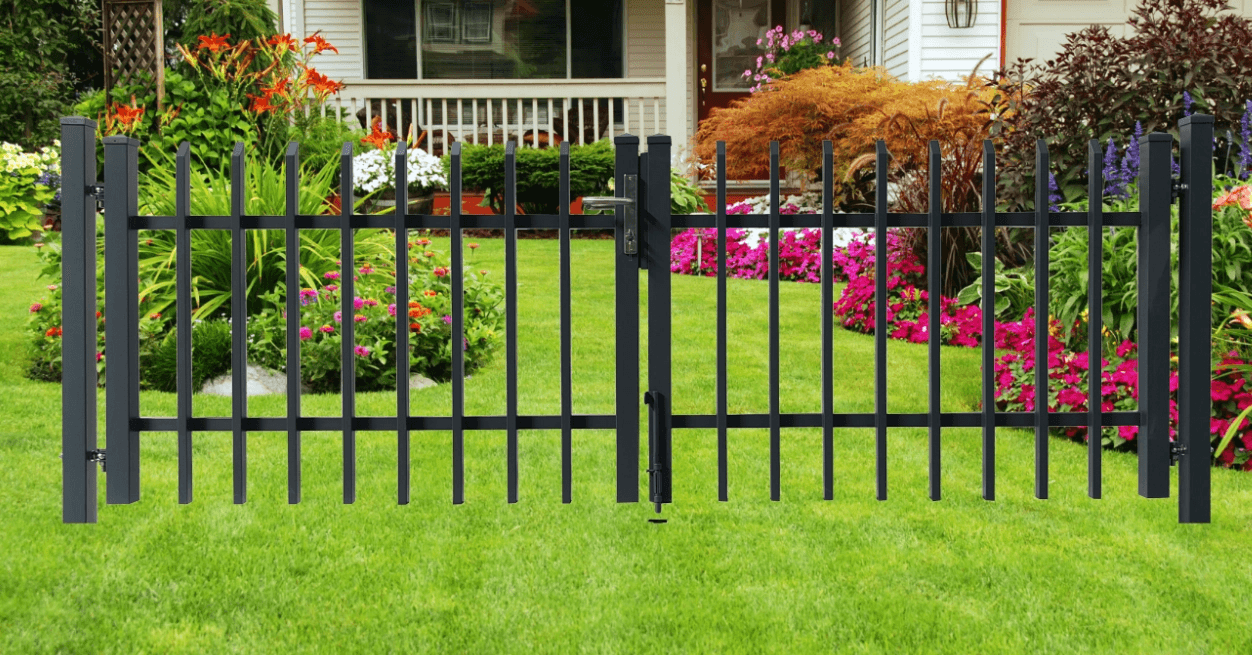 Kétszárnyú Porto dekor-kapu bebetonozható 300 cm x 100 cm antracit ...