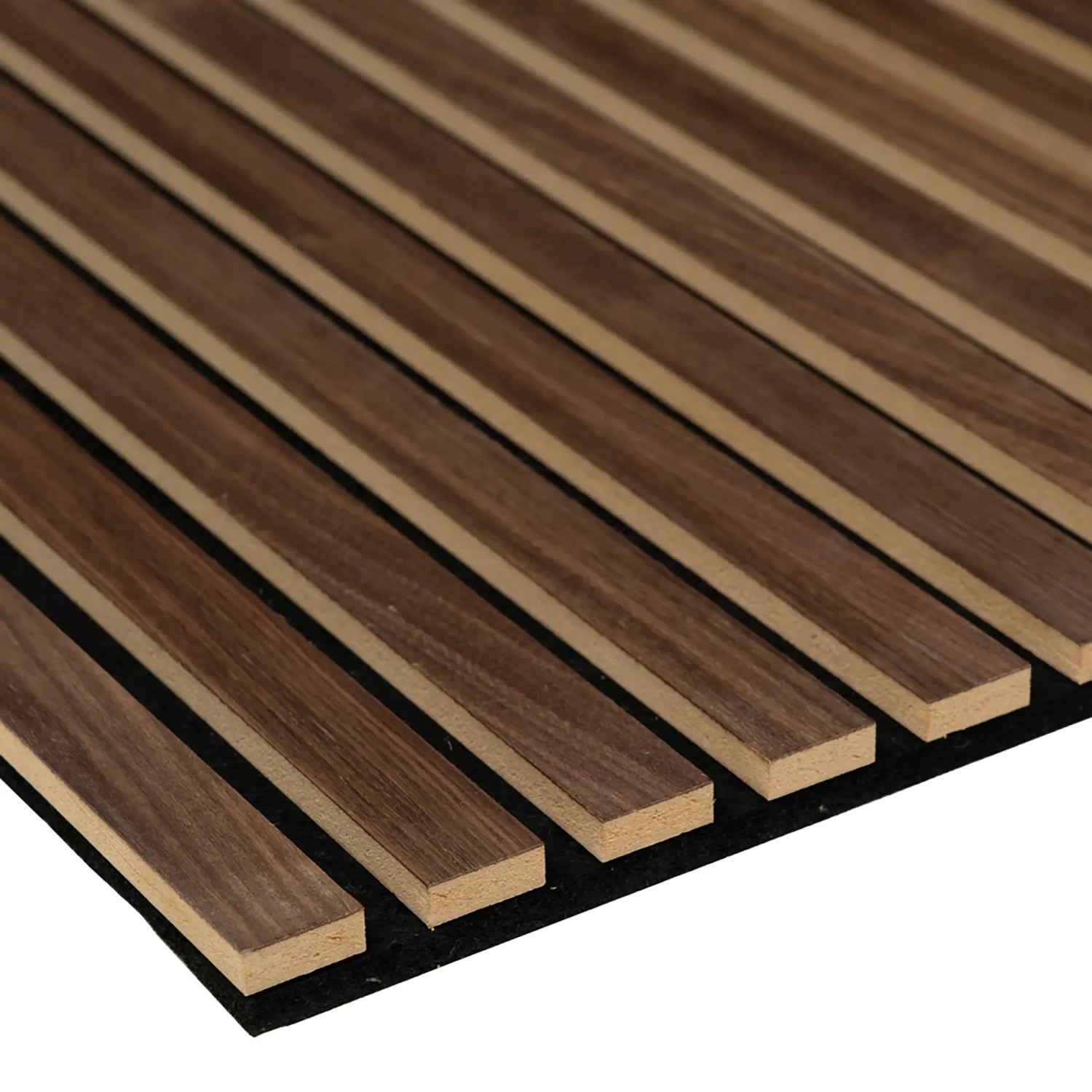 Akusztikus panel falburkolat olajozott dió fekete akusztikus filcen 240 cm