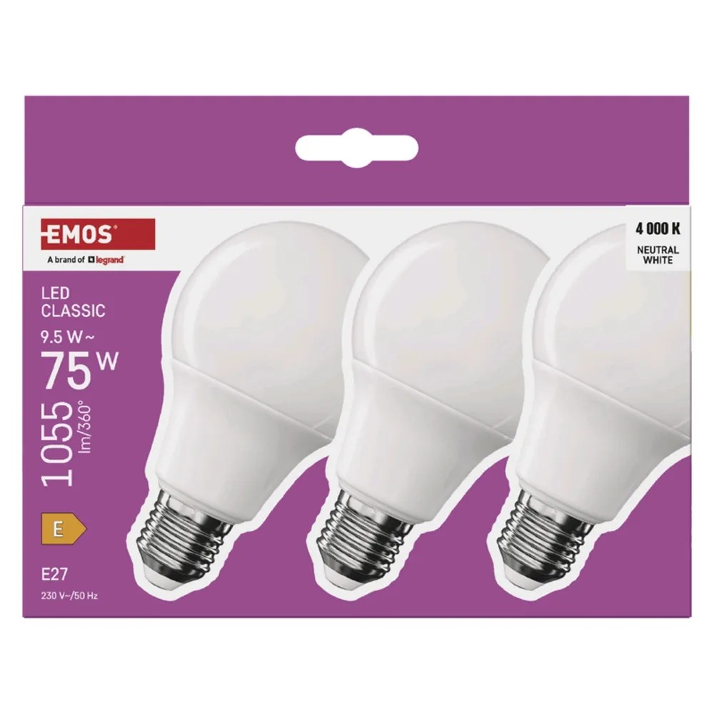 Emos led izzó körte forma E27 9,5w 3 db