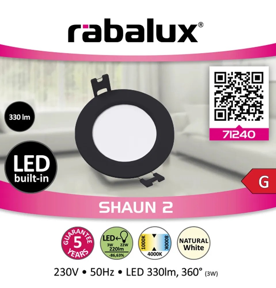 Rábalux Shaun2 beltéri mennyezeti beépíthető lámpa kerek fekete LED 3W vásárlása az OBI -nál