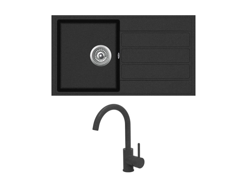 Evido Easy 45S gránit mosogató antracit + Evido Lana csaptelep antracit ...