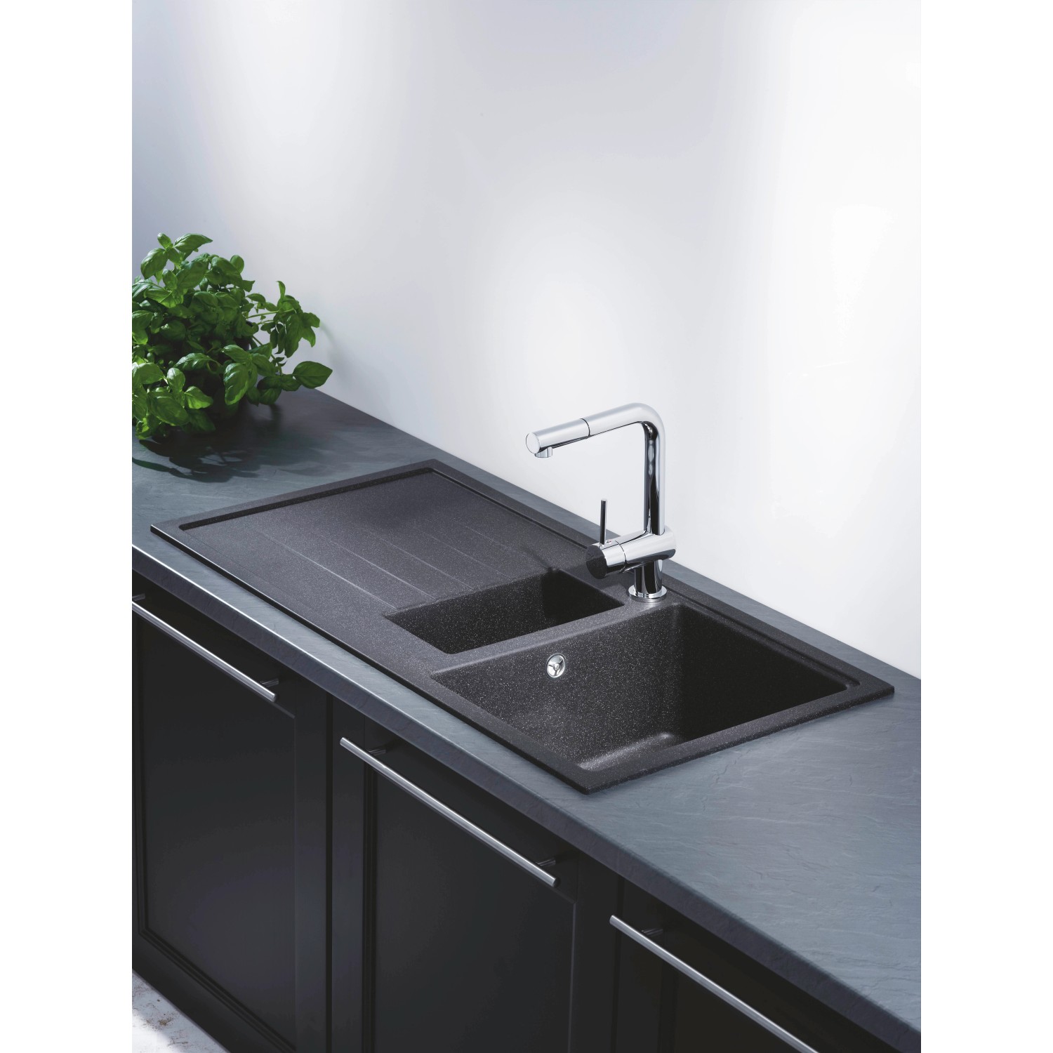 OBI Quadra Duo 100 beépíthető mosogató gránit kompozit antracit ...