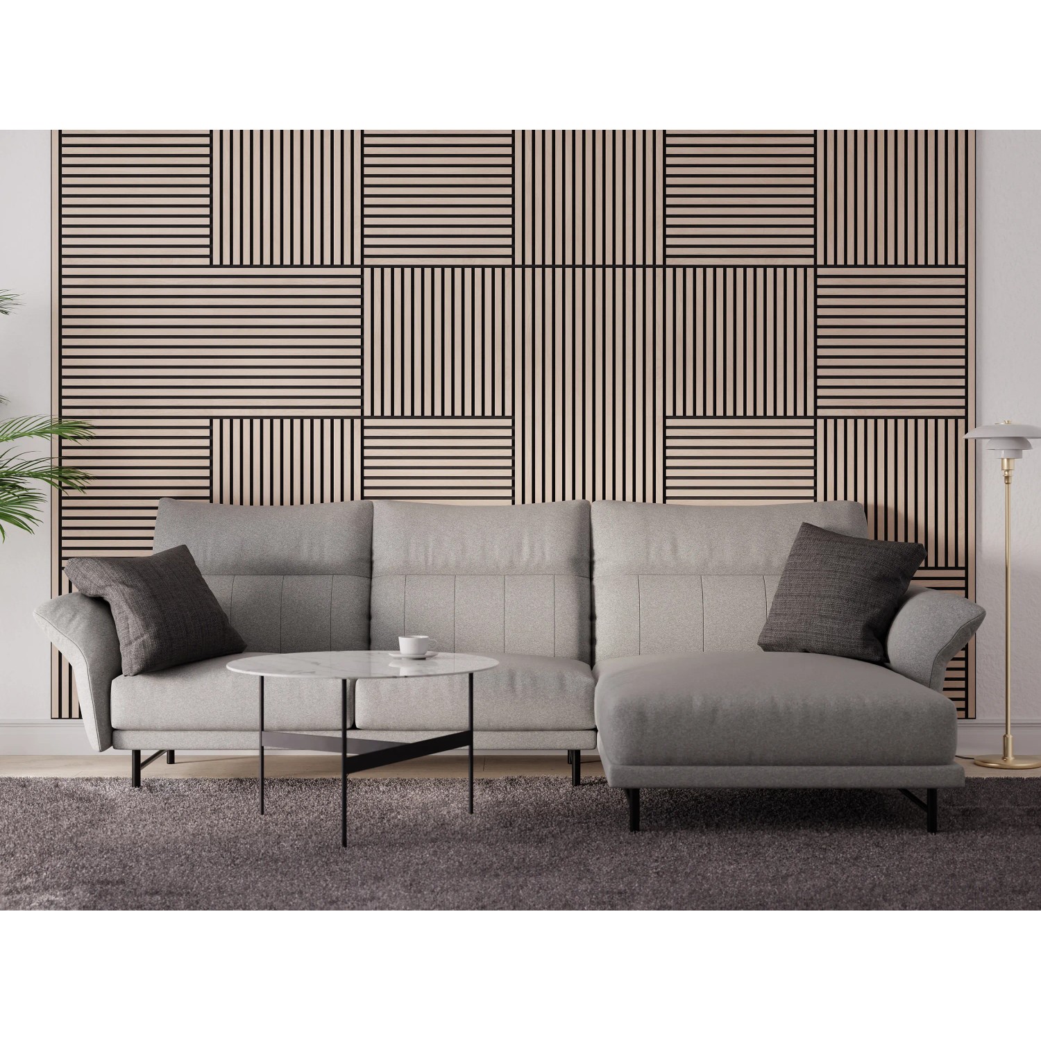 Akusztikus panel falburkolat tölgy MDF natúr akusztikus filc szürke 119 ...