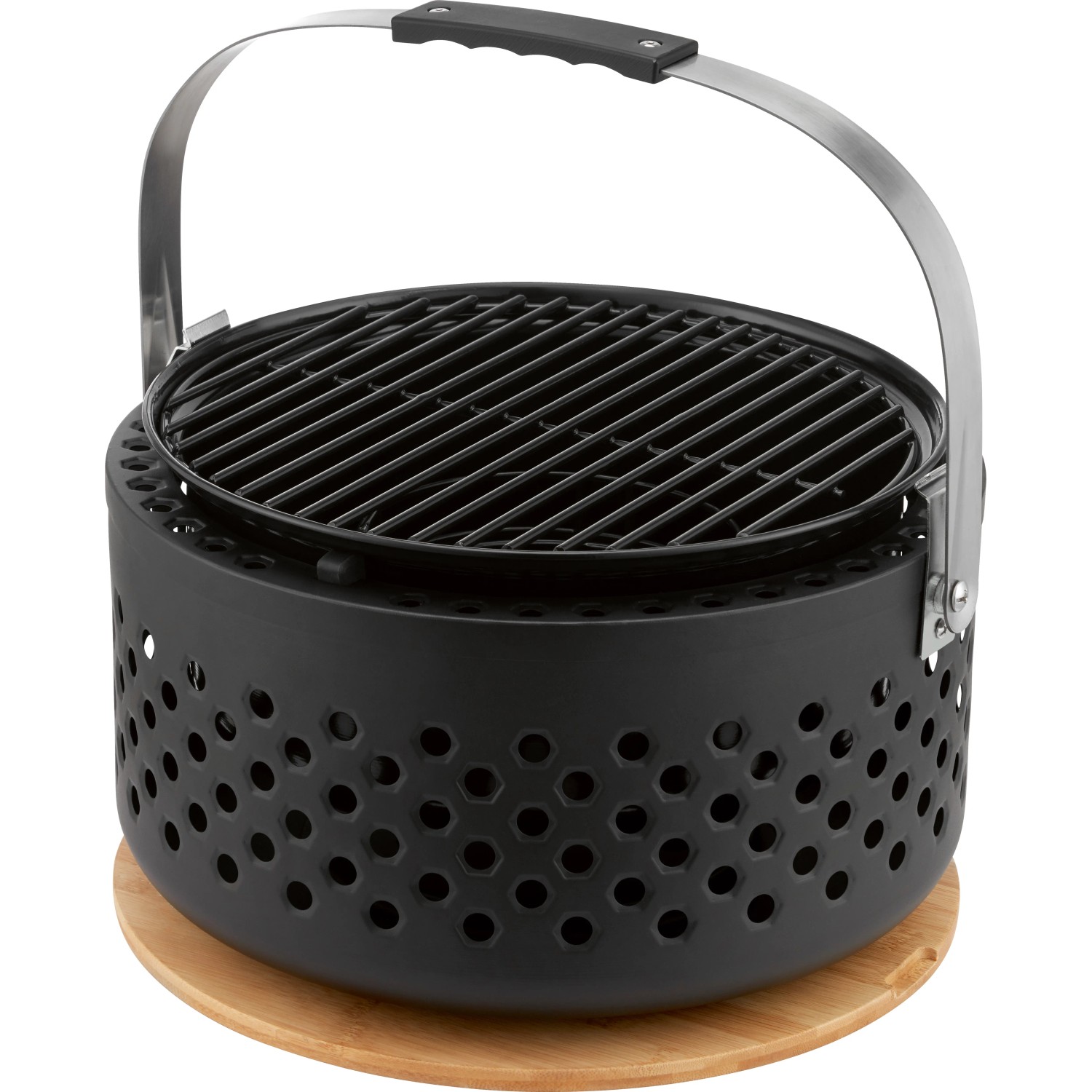 Füstszegény faszenes grill Ø 37,3 x 37 cm bambusz vágódeszkával ...