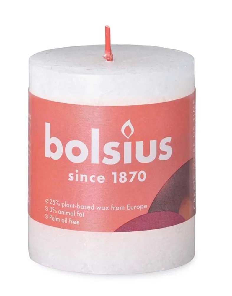 Bolsius Rustic Shine tömbgyertya 68 mm x 80 mm Cloudy White