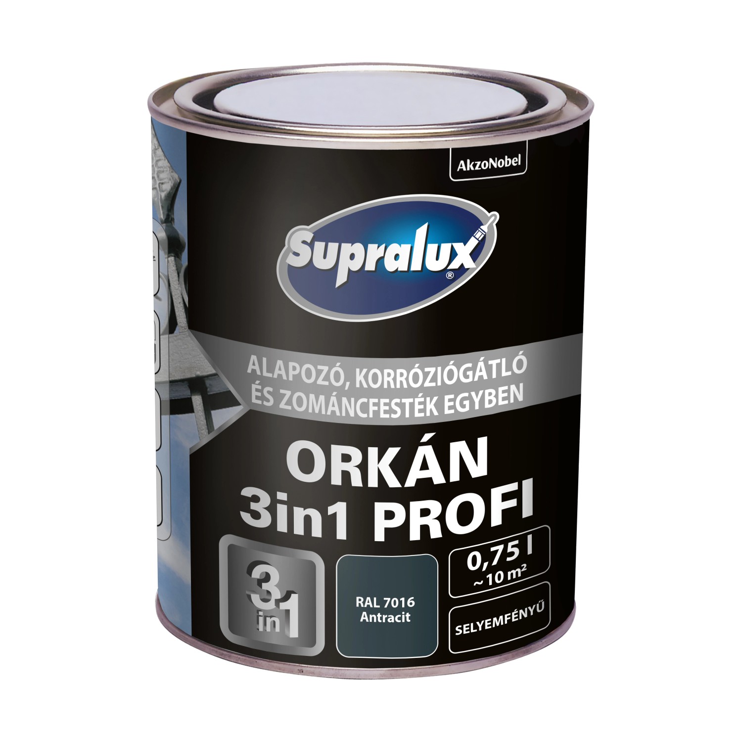 Supralux orkán 3in1 profi selyemfényű zománcfesték antracit 0,75 l