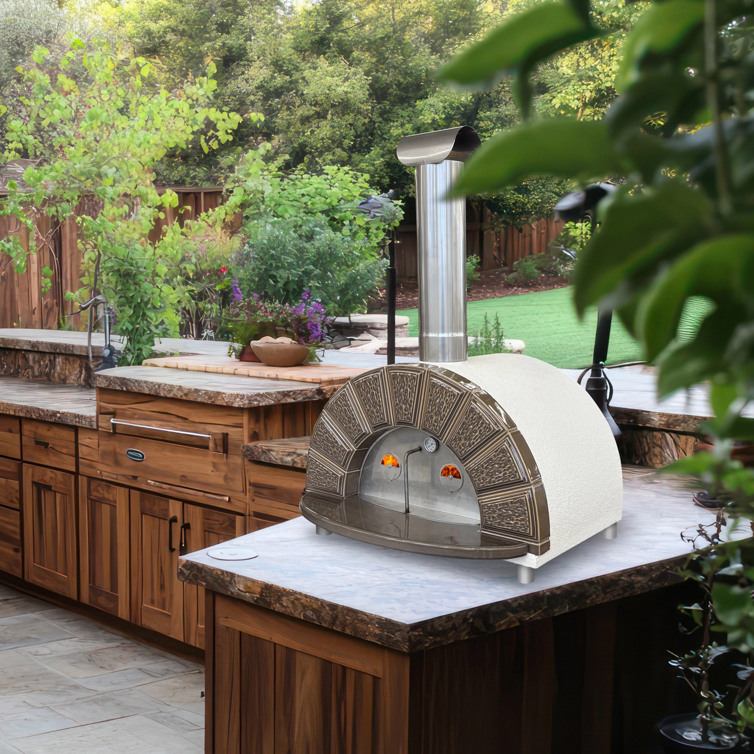 Domofire pultra helyezhető fatüzelésű kemence Capri top szürkés barna ...