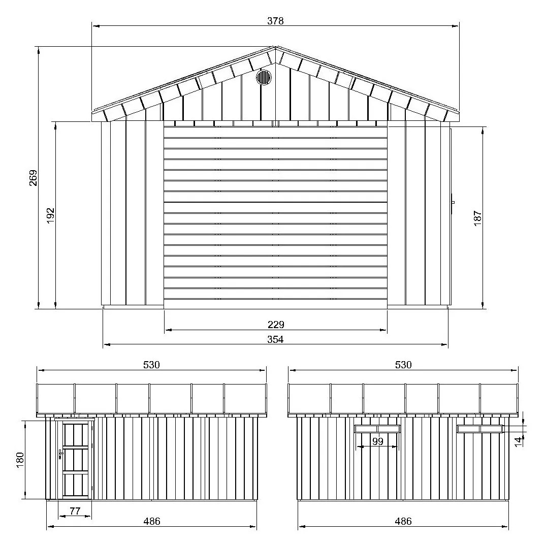 Timbela garázs Premium M991B 378 cm x 530 cm x 269 cm natúr