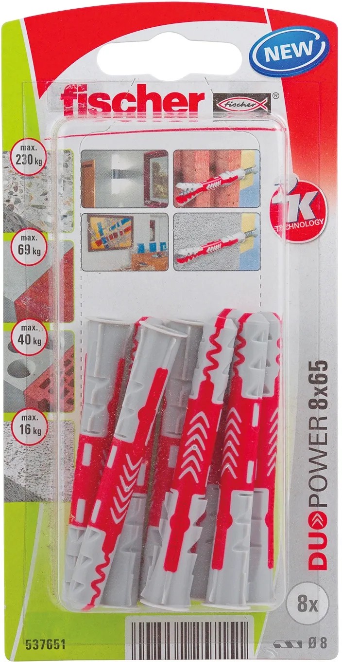 Fischer Duopower 8 x 65 K NV univerzális dübel