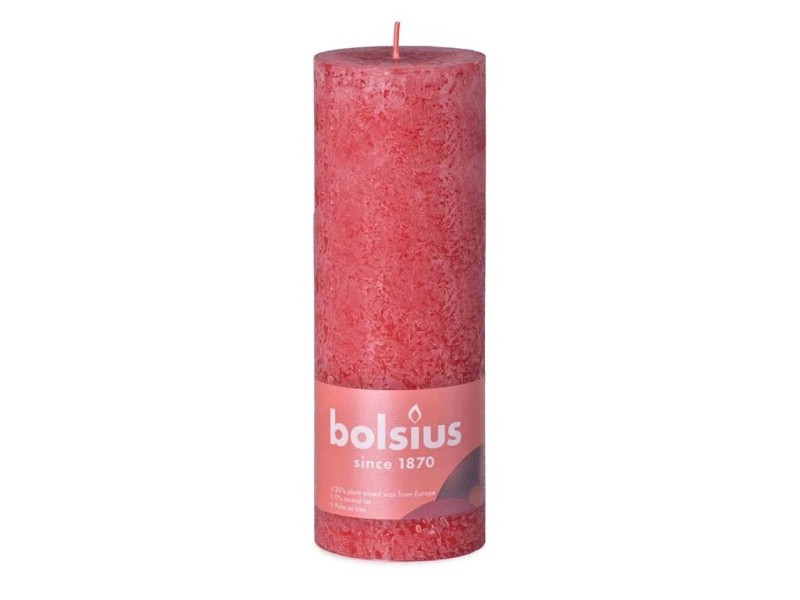 Bolsius Rustic Shine tömbgyertya 68 mm x 190 mm Delicate Red