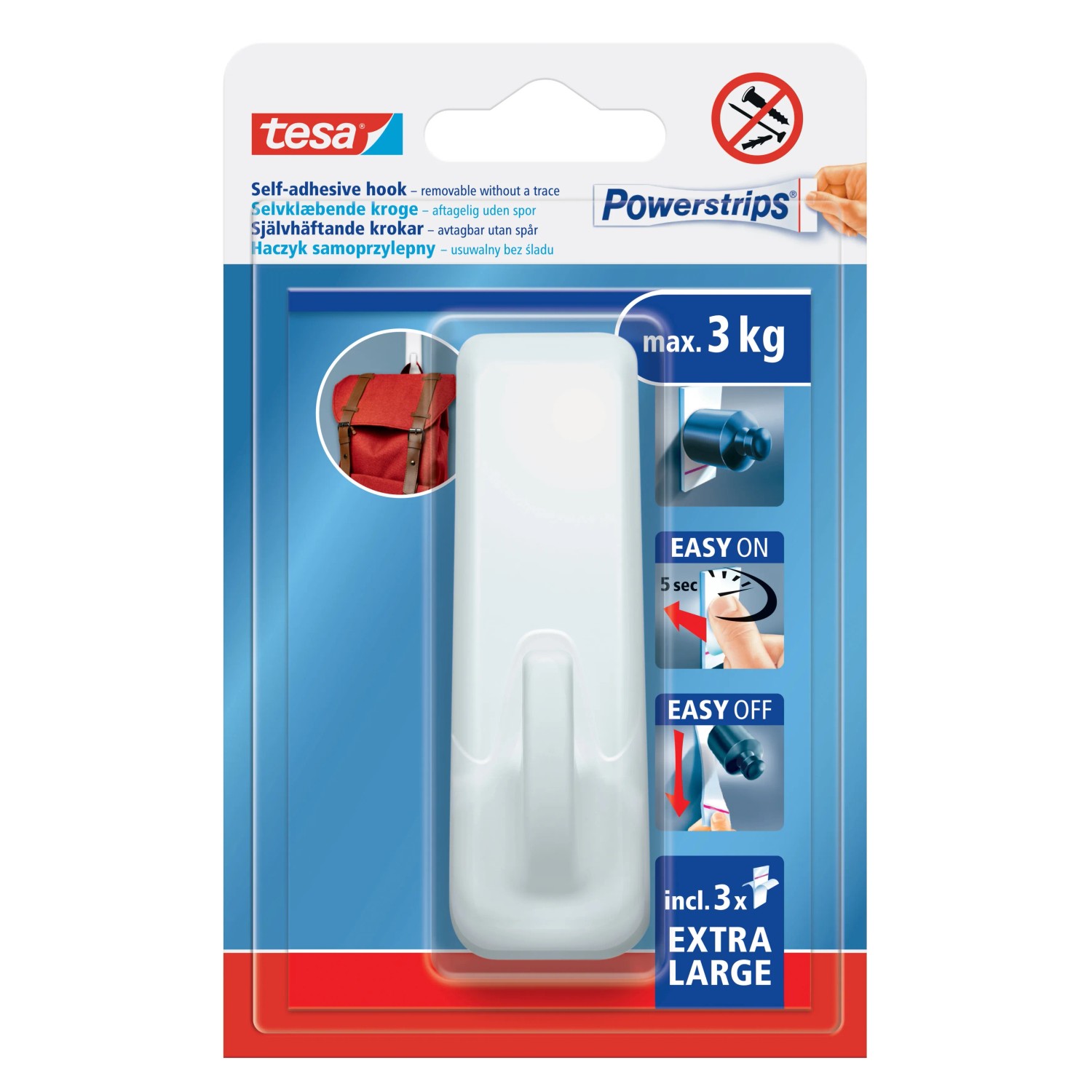 tesa Powerstrips öntapadó akasztó XL szögletes fehér max. 3 kg ...
