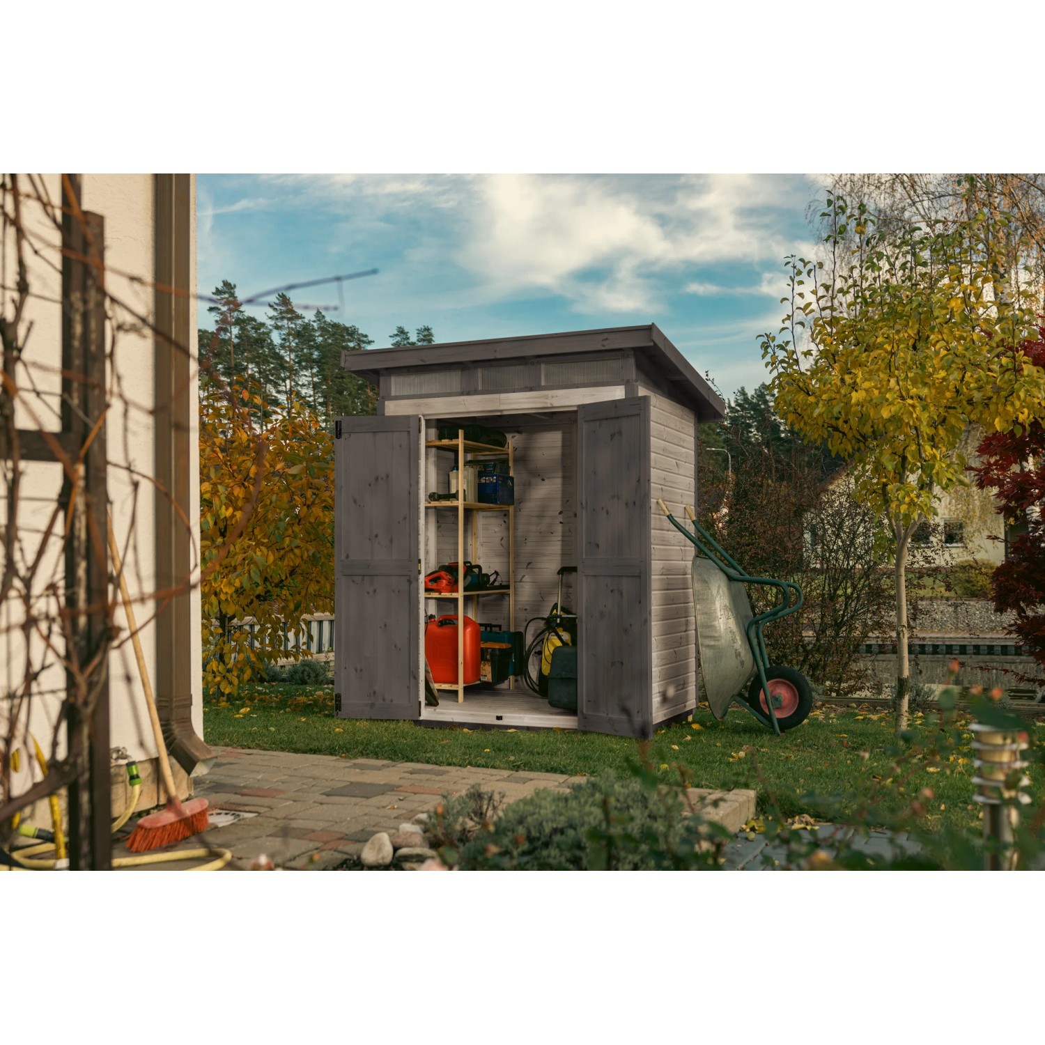 Upyard kerti ház Strongbox M alappal 163 cm x 127 cm szürke FSC®