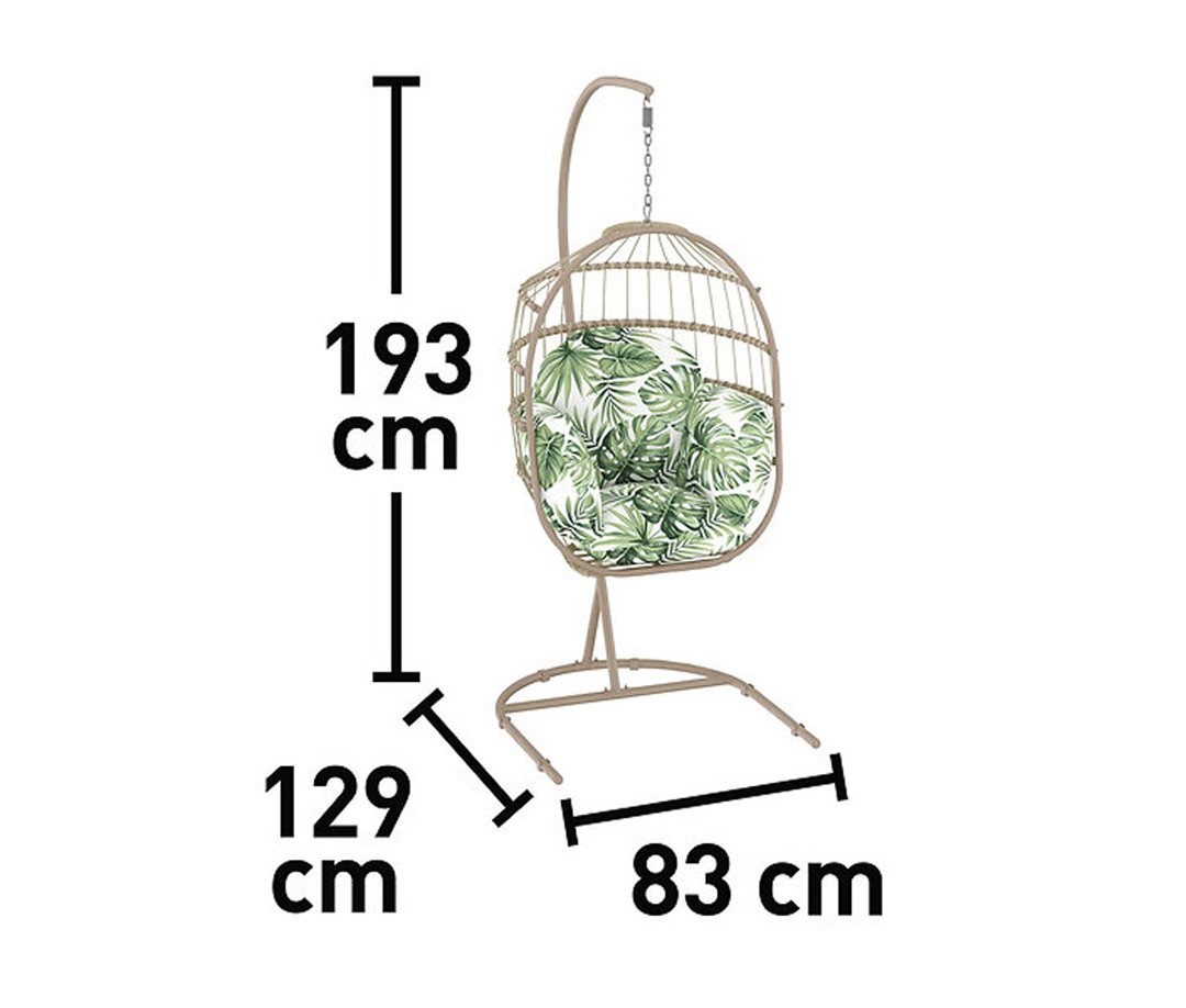 Palmwoods függőfotel szerkezettel pálmalevelekkel 193 cm x 83 cm x 129 ...