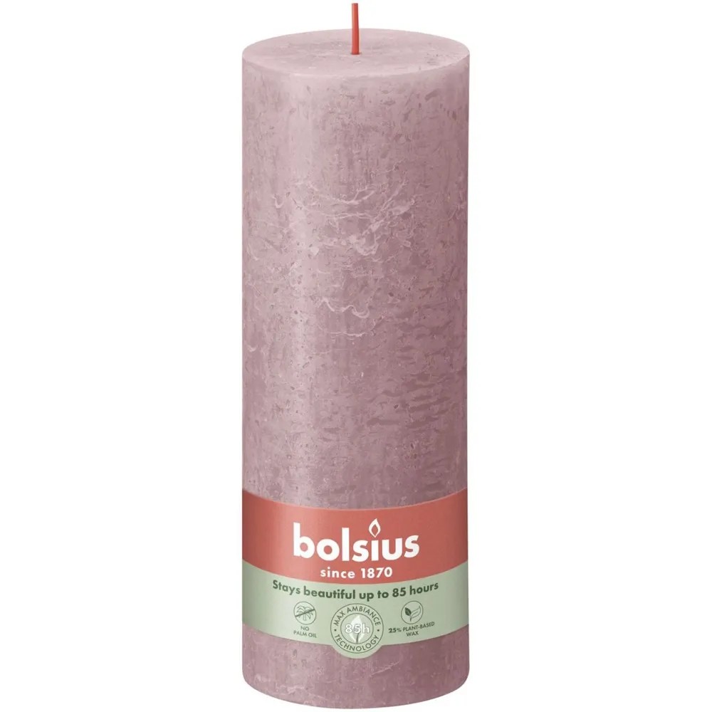Bolsius Rustic Shine hengergyertya 68 mm x 190 mm Ash Rose