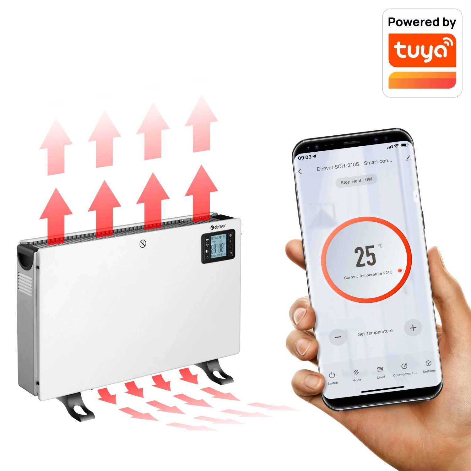 Denver SCH - 2105 okos 2000 W WIFI-s elektromos konvektor vásárlása az ...