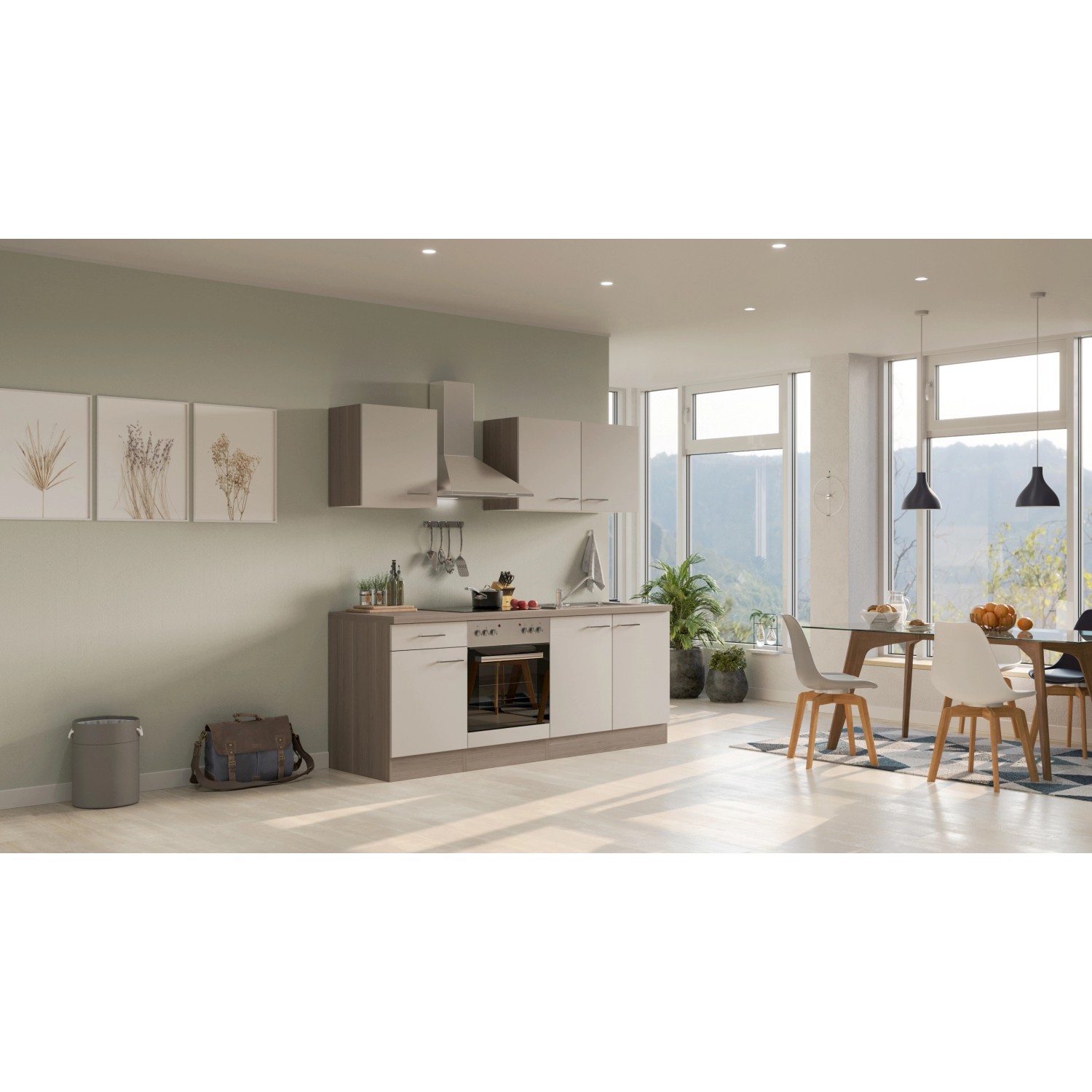 Flex-Well Exclusiv Eico konyhabútor 210 cm magnólia fehér - Tennessee tölgy vásárlása - OBI