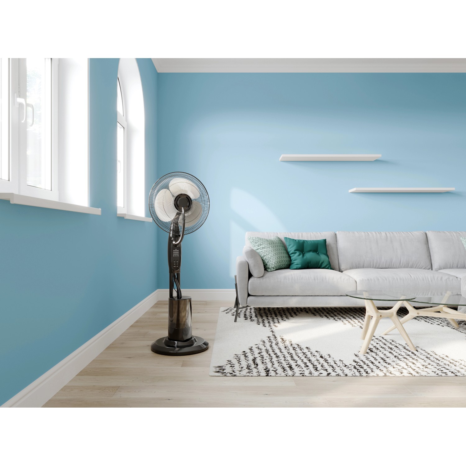 SV 75-43 álló ventilátor permetező funkcióval 43 cm átmérő fekete ...