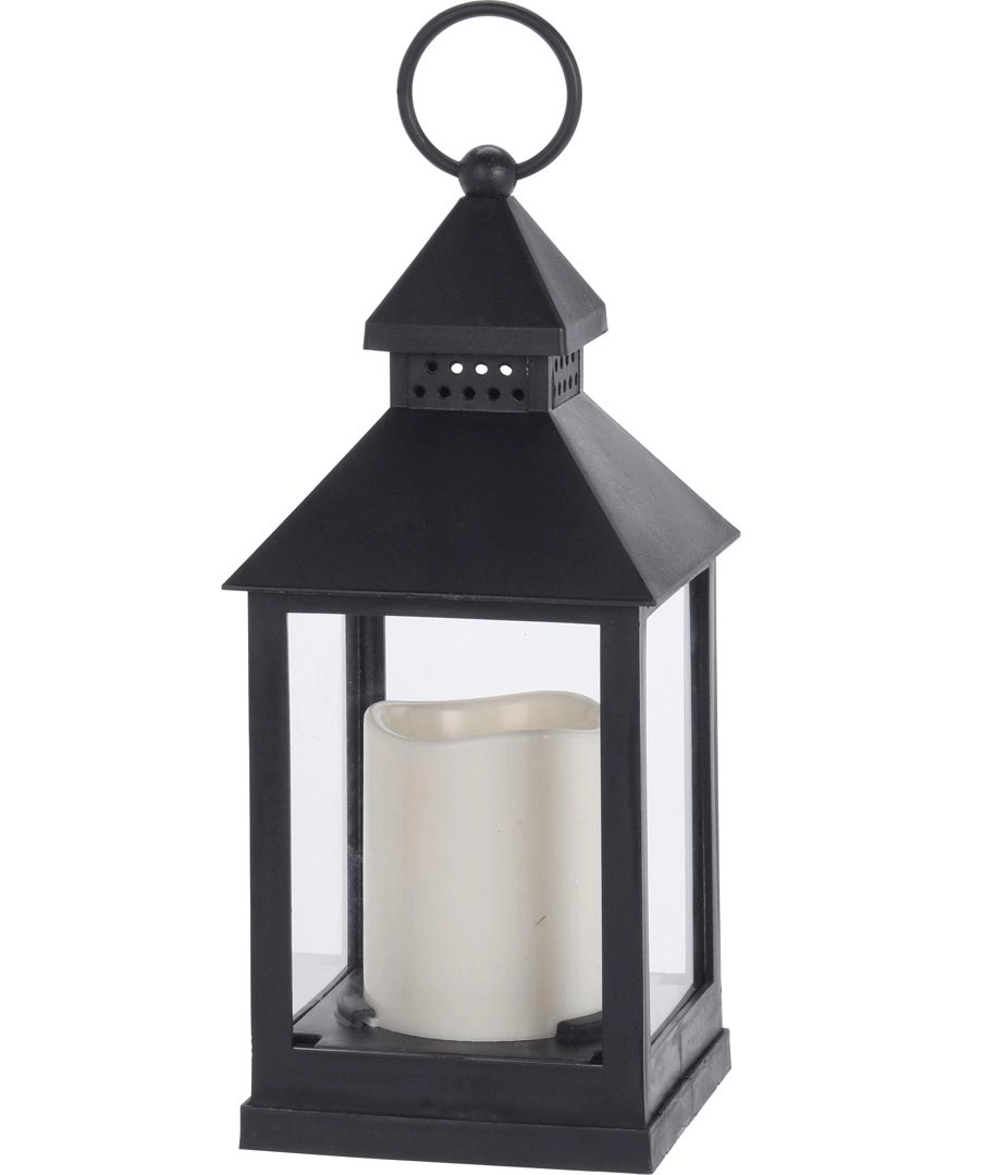 Dekor LED lámpás gyertyával 23 cm fekete időzíthető elemes vásárlása az ...