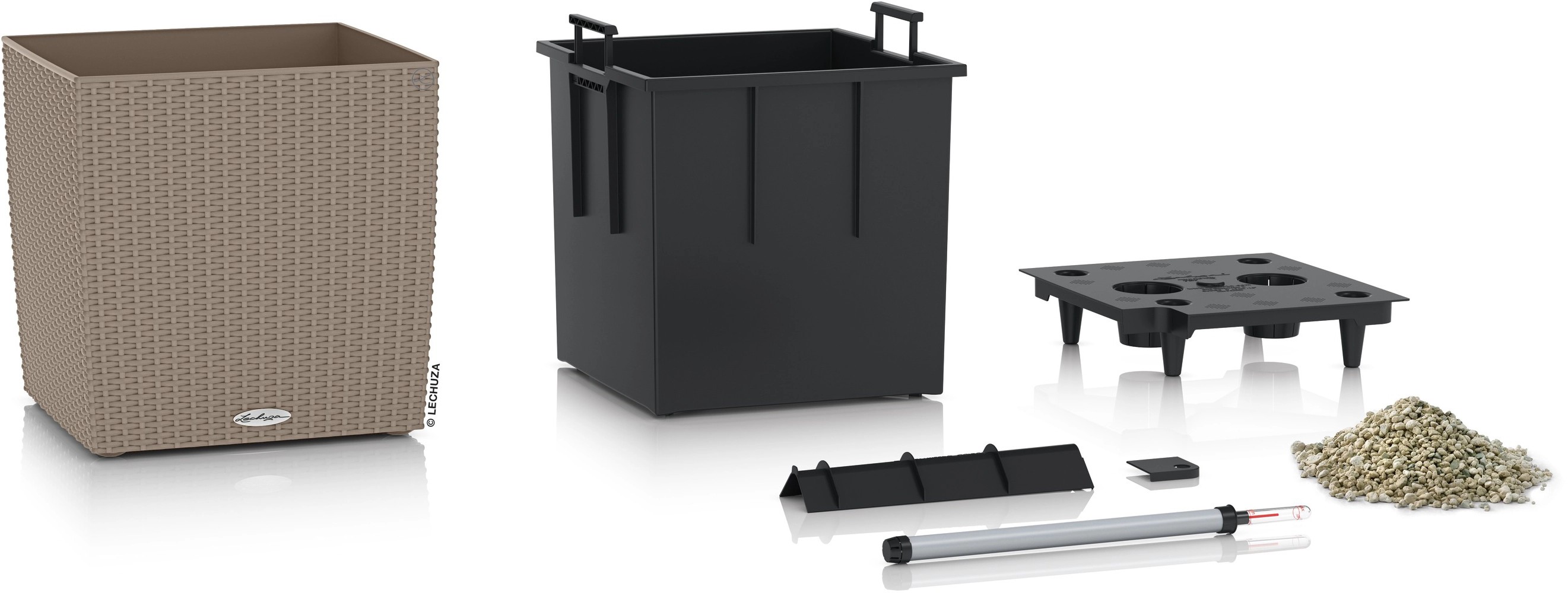 Lechuza Cube Cottage virágtartó 40 cm x 40 cm x 40 cm homokbarna ...