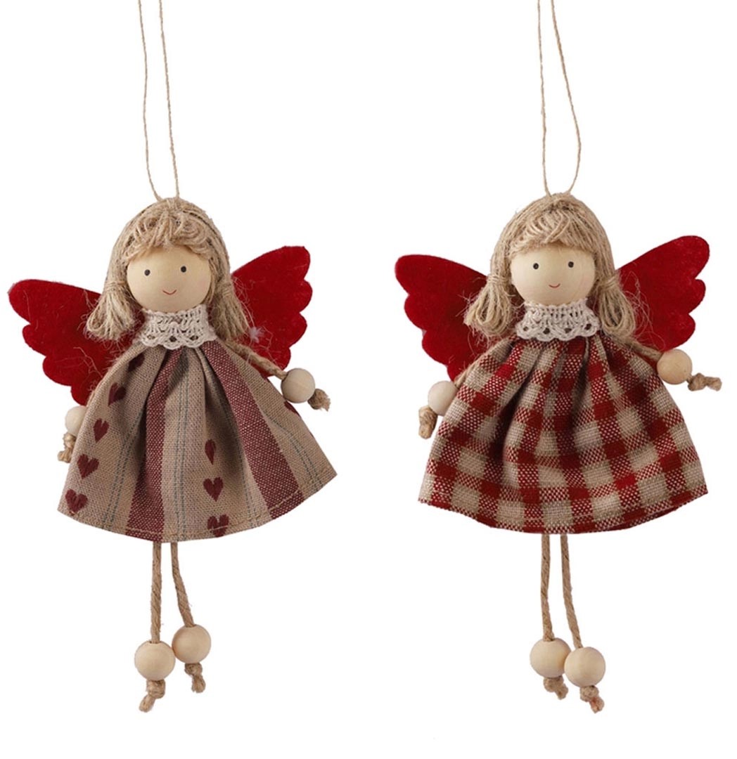 Akasztós dekor angyal 14 cm barna - piros két kivitelben vásárlása az OBI -nál