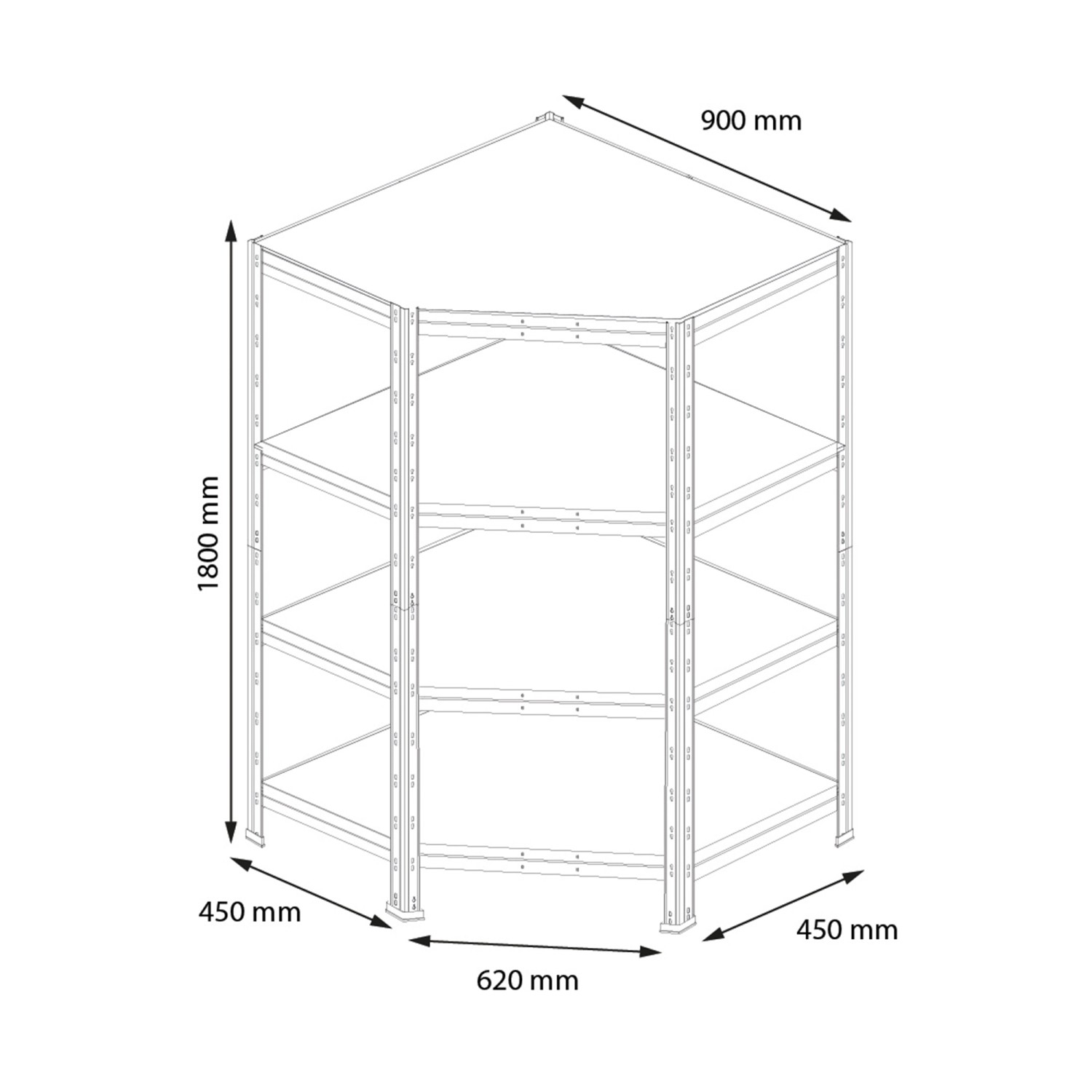 AR Shelving Rivet sarok polcállvány 180x90x45 cm 4 polc antracit FSC vásárlása az OBI -nál