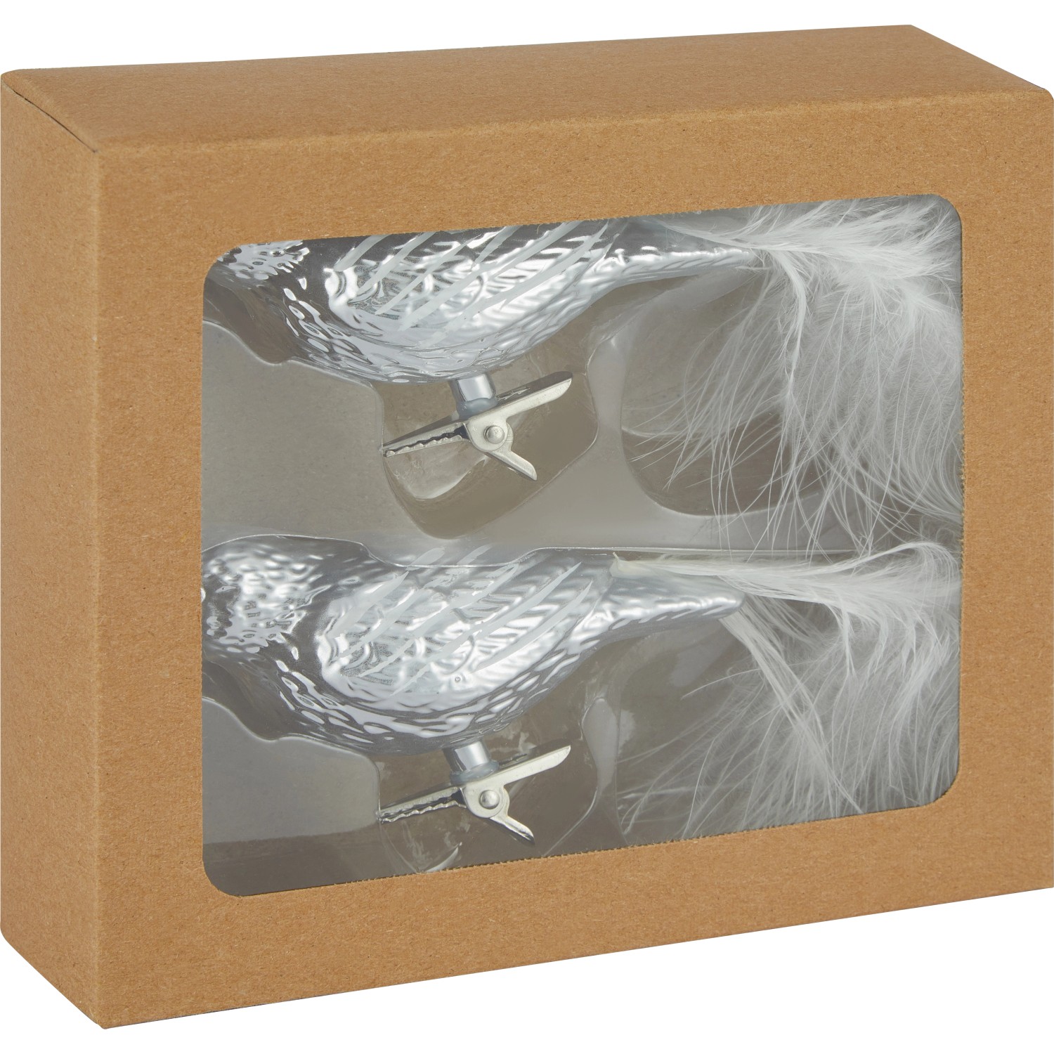 Karácsonyi dekoráció műanyag madarak csipesszel ezüstszínű 2 darab ...