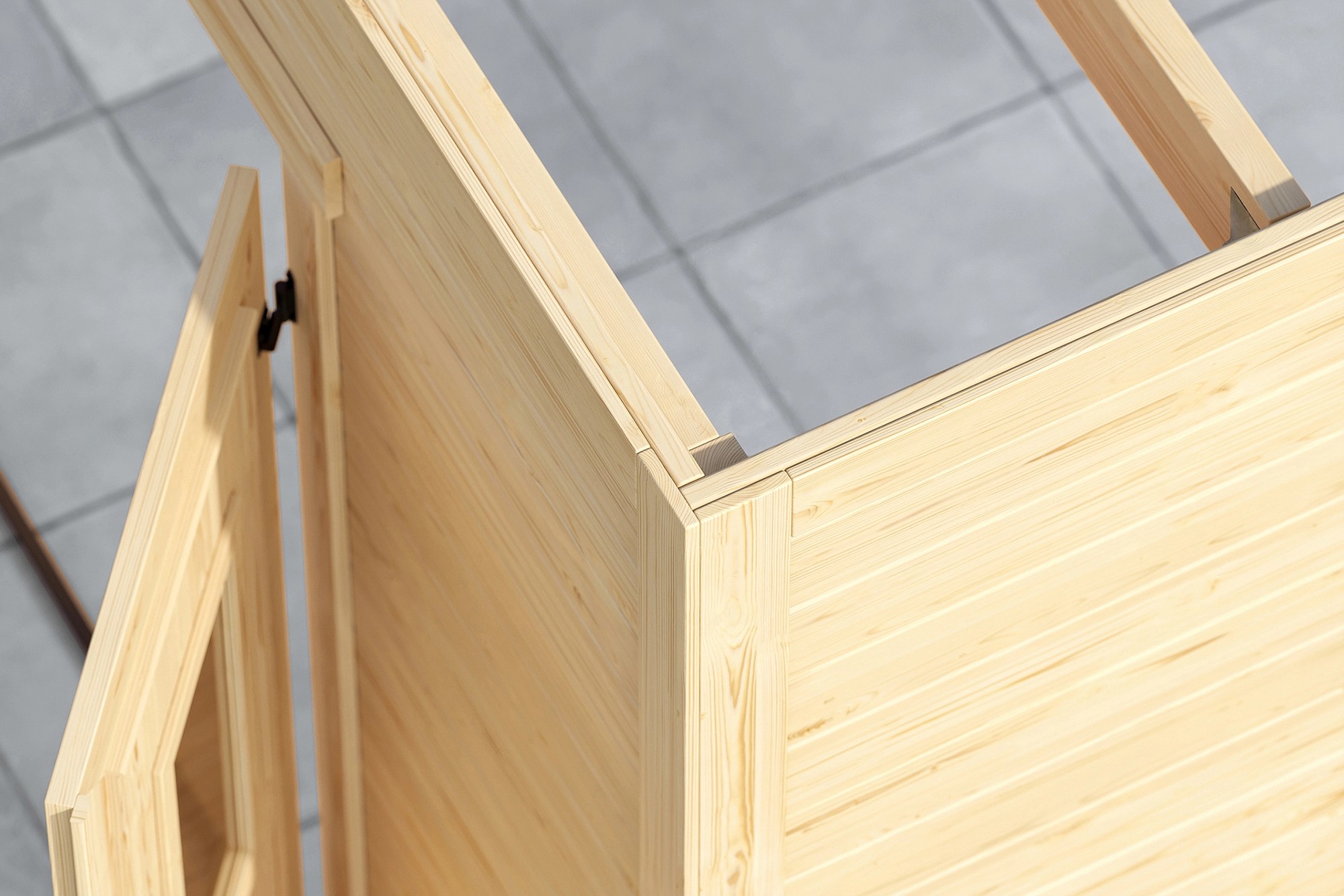 Weka Batu 2 kerti ház lapostető kétszárnyú ajtó natúr 250 cm x 250 cm ...