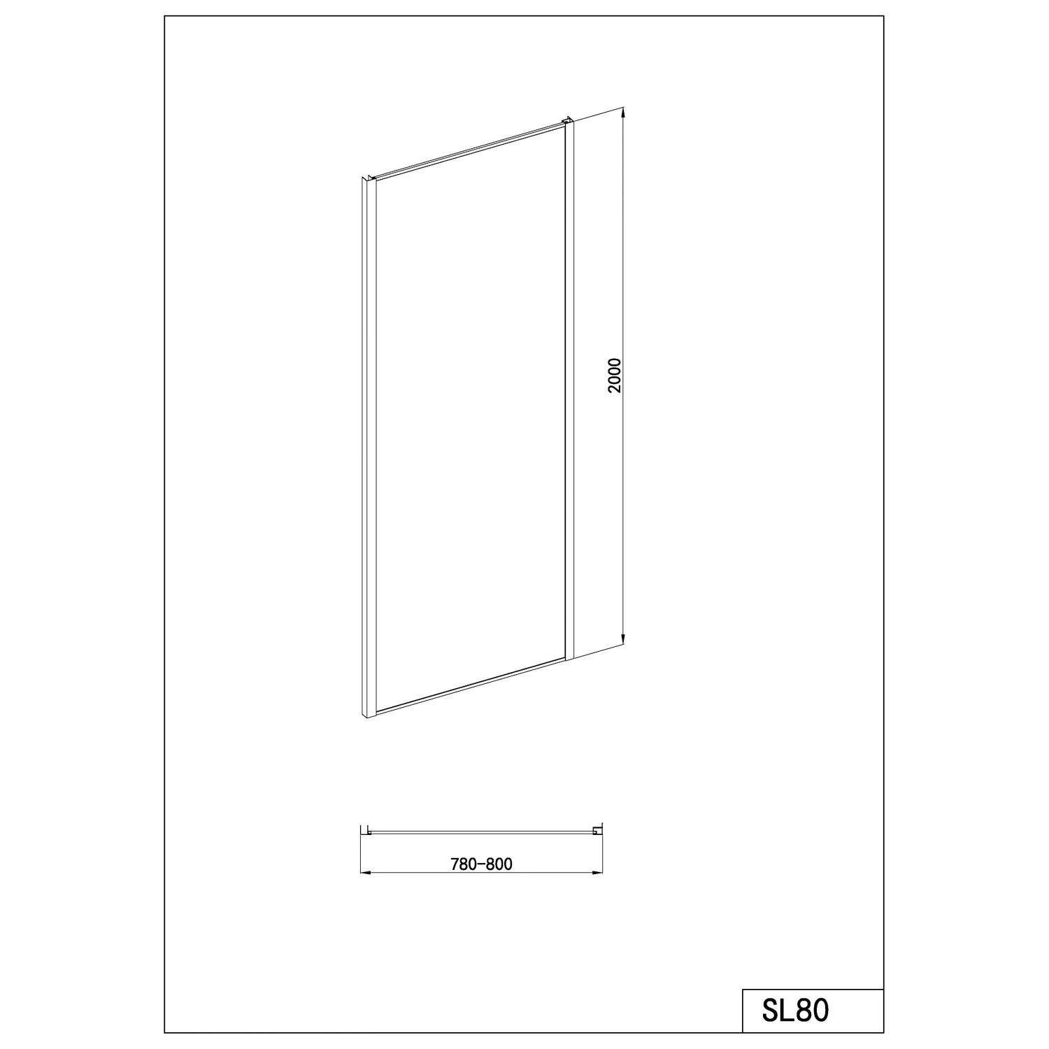 SANOSLIM zuhany oldalfal 80 x 200 cm króm