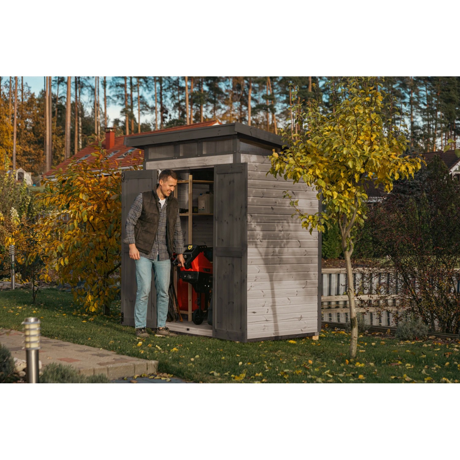 Upyard kerti ház Strongbox M alappal 163 cm x 127 cm szürke FSC®